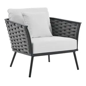 MODWAY Stance Outdoor Patio Aluminum Armchair - Gray White