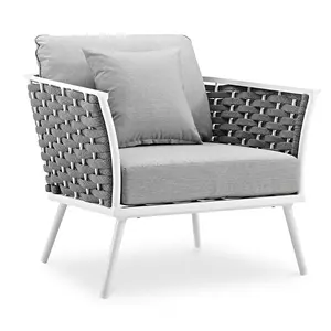 MODWAY Stance Outdoor Patio Aluminum Armchair - White Gray