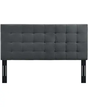 MODWAY Paisley Tufted Upholstered Performance Velvet Headboard, Full/queen - Gray