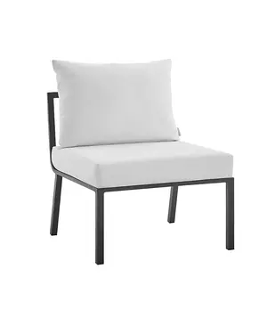 MODWAY Riverside Outdoor Patio Aluminum Armless Chair - Gray White