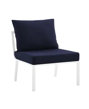 MODWAY Riverside Outdoor Patio Aluminum Armless Chair - Navy/white