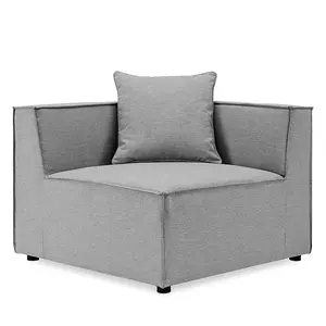 MODWAY Saybrook Outdoor Patio Upholstered Sectional Sofa Corner Chair - Gray