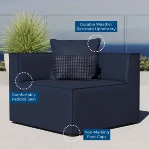 MODWAY Saybrook Outdoor Patio Upholstered Sectional Sofa Corner Chair