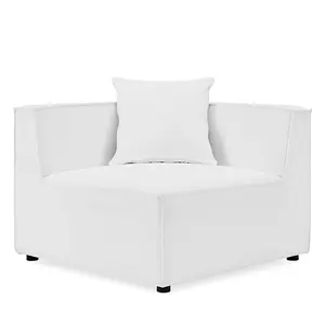 MODWAY Saybrook Outdoor Patio Upholstered Sectional Sofa Corner Chair - White