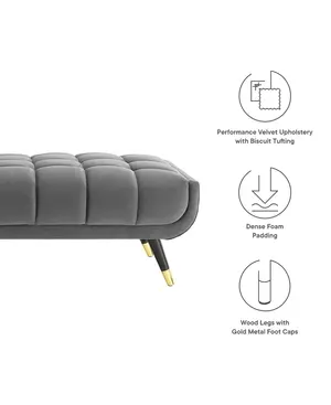 MODWAY Adept 60 Performance Velvet Bench - Gray