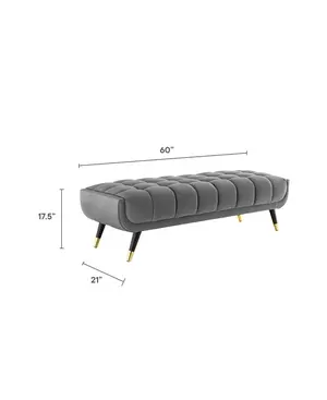 MODWAY Adept 60 Performance Velvet Bench - Gray