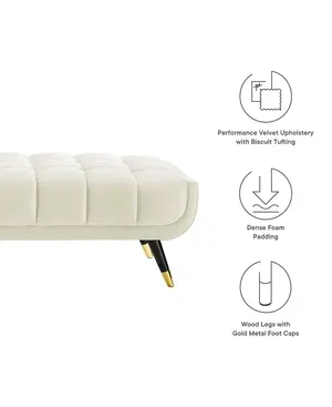 MODWAY Adept 60 Performance Velvet Bench - Ivory