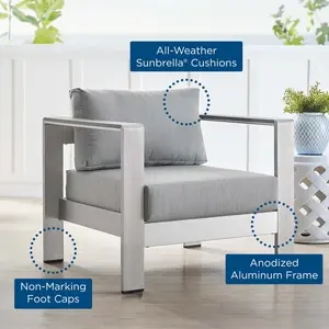 MODWAY Shore Sunbrella Fabric Aluminum Outdoor Patio Armchair