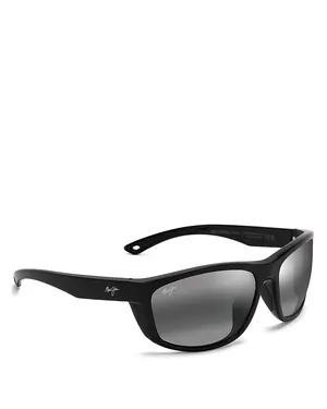 Maui Jim Nuu Landing Polarized Wrap Sunglasses - Black/gray Polarized Gradient