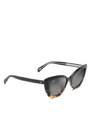 Maui Jim Blossom Polarized Cat Eye Sunglasses, 54mm - Black/gray Polarized Solid