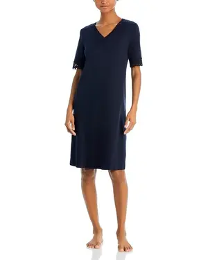 Hanro Moments Short Sleeve Nightgown - Black
