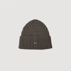 Sandro Rib Knit Hat Olive Green