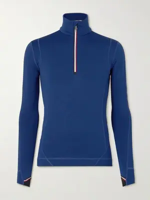 Moncler Slim-Fit Polartec® Power Grid™ Half-Zip Base Layer Blue
