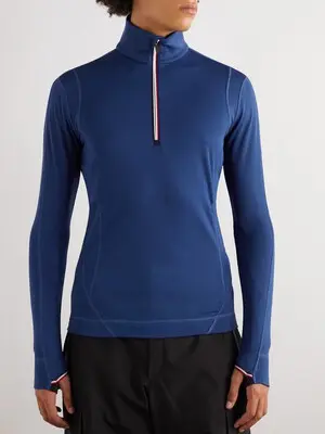 Moncler Slim-fit Polartec® Power Grid™ Half-zip Base Layer - Blue