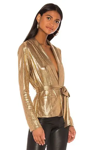 Superdown Desiray Metallic Tie Blazer