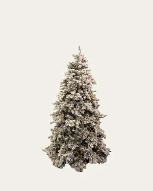 BARCANA Snowy Royal Majestic Pine Pre-lit Christmas Tree W/ Cluster Warm White Led Lights, 9 - Flocked