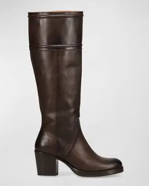 THE FRYE COMPANY Frye Jean Leather Tall Boots - Chocolate