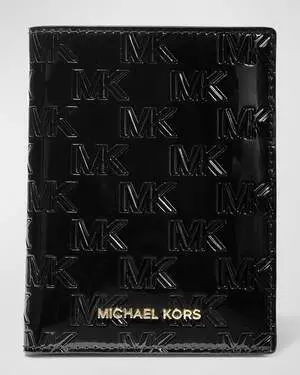Michael Kors Monogram Metallic Wallet Passport - Black