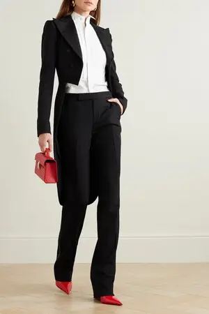 Ralph Lauren Alaina Grain De Poudre Wool Pants
