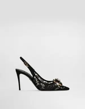 Dolce & Gabbana Rainbow Lurex Lace Slingbacks - Black