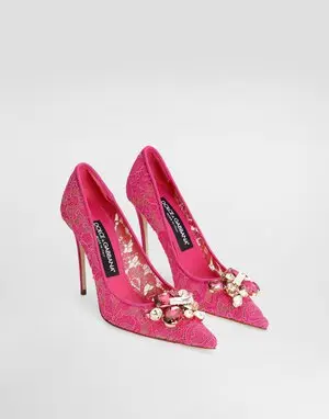 Dolce & Gabbana Lurex Lace Pumps - Fuchsia