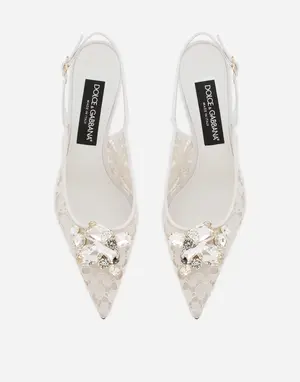 Dolce & Gabbana Lurex Lace Slingbacks With Brooch