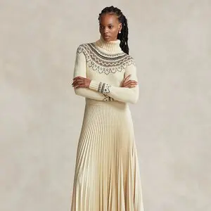 Ralph Lauren Hybrid Sweater-pleated Turtleneck Dress