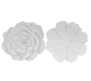 R. NEST Set Of 2 Whitewash Rose Wall Plaque - One-color