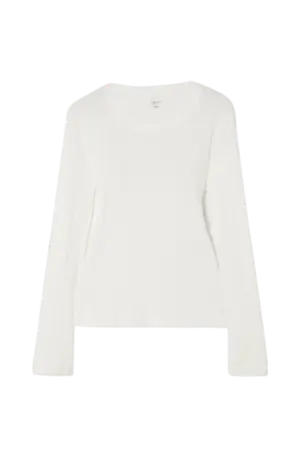 LESET Pointelle-knit Cotton-jersey Top - White