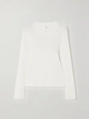 LESET Pointelle-knit Cotton-jersey Top - White
