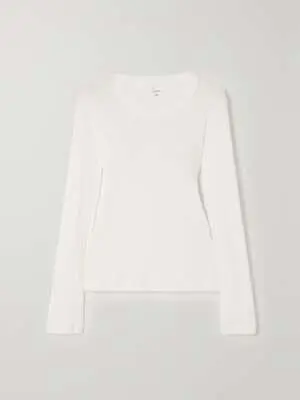 LESET Pointelle-knit Cotton-jersey Top - White