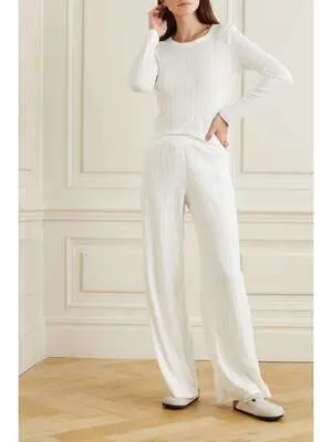 LESET Pointelle-knit Cotton-jersey Top - White