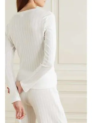 LESET Pointelle-knit Cotton-jersey Top - White