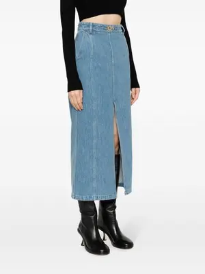 PATOU Slit-detail Denim Midi Skirt - Blue