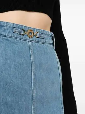 PATOU Slit-detail Denim Midi Skirt - Blue