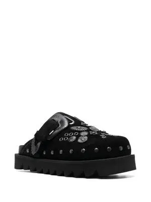 Toga Sabot Metal Suede Mules - Black