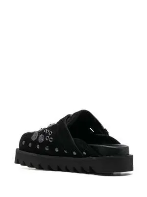 Toga Sabot Metal Suede Mules - Black