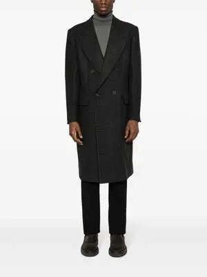 HEVO Martina Franca Houndstooth Midi Coat - Black