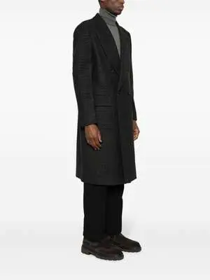 HEVO Martina Franca Houndstooth Midi Coat - Black
