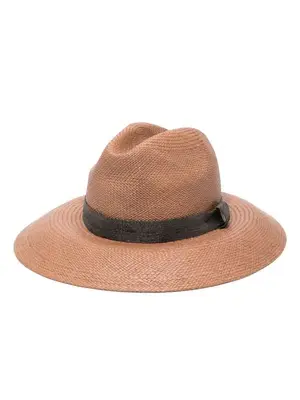 Brunello Cucinelli Monili-chain Wide-brimmed Fedora Hat - Brown