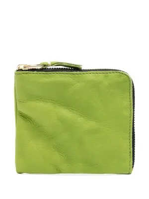 Comme Des Garçons Zip-up Leather Cardholder - Green