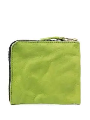 Comme Des Garçons Zip-up Leather Cardholder - Green