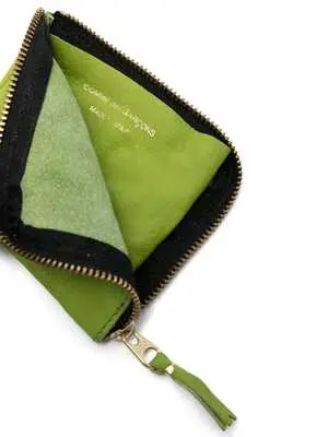 Comme Des Garçons Zip-up Leather Cardholder - Green