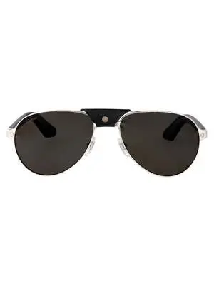 CARTIER Cartier CT0495S Sunglasses Silver Black Smoke