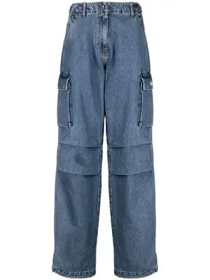 Coperni High-waisted Wide-leg Cargo Trousers - Blue