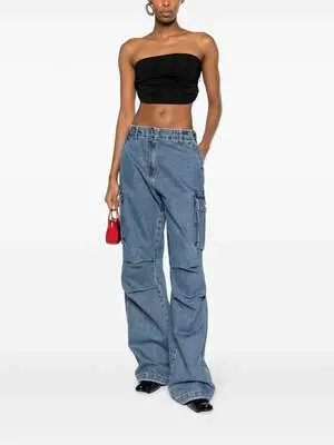 Coperni High-waisted Wide-leg Cargo Trousers - Blue