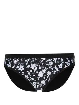 DUSKII Floral-print Bikini Bottom - Black
