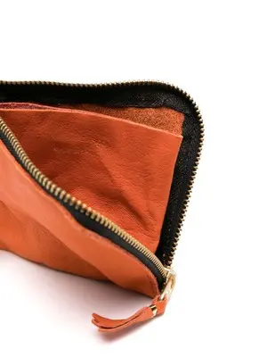 Comme Des Garçons Zip-up Leather Cardholder - Orange