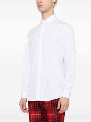 Moschino Logo-embroidered Long-sleeve Cotton Shirt