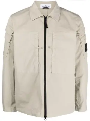 Stone Island Compass-patch Zip-up Shirt Jacket